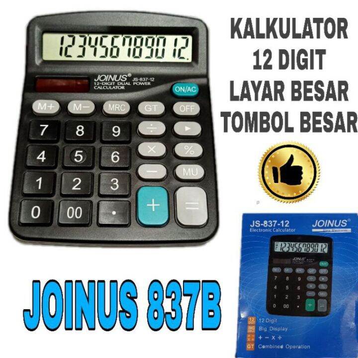 KALKULATOR MEJA DESKTOP 12 DIGIT LAYAR BESAR JOINUS 837B | Lazada Indonesia