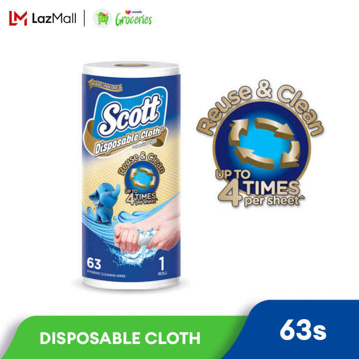 Scott Disposable Cloth Like Wipes Towel 63's | Lazada