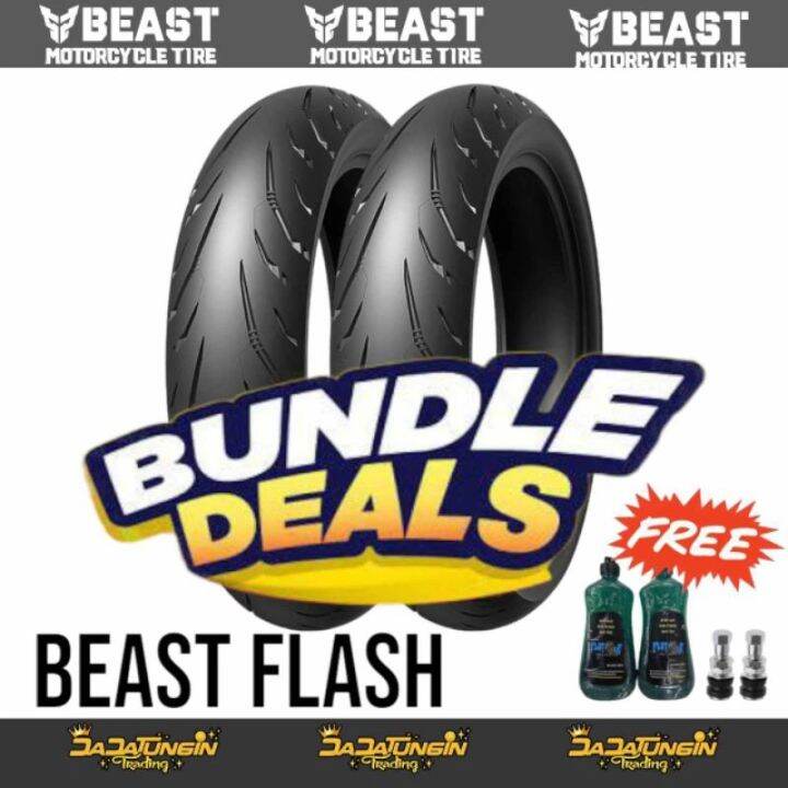 BEAST TIRE Flash Tubeless Tire Set with Free Sealant and Pito | Lazada PH