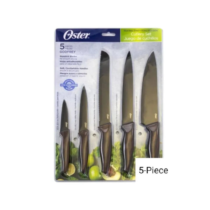 Oster Godfrey 5-Piece Black Blade Stainless Steel Knife Set | Lazada PH