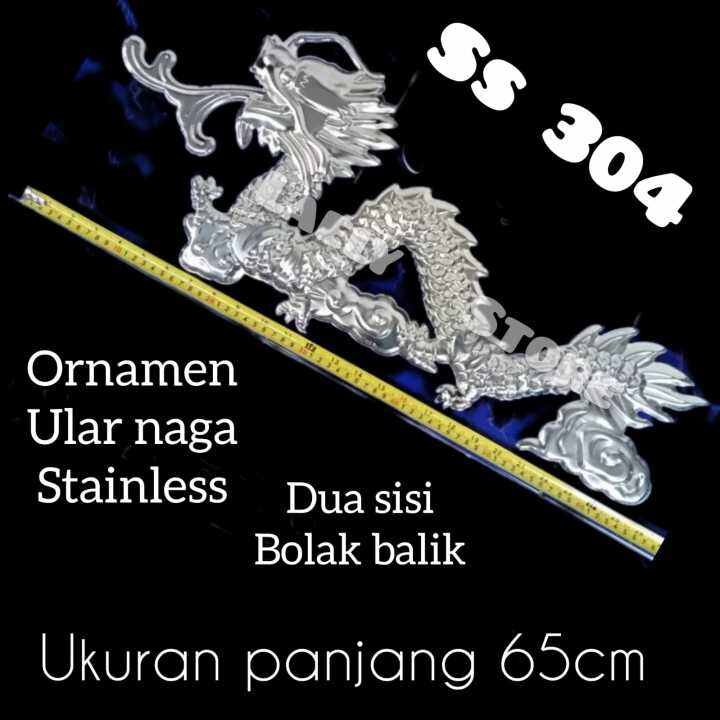 Ss 304 ukuran panjang 65cm ornamen motif ular naga stainless dua sisi ...