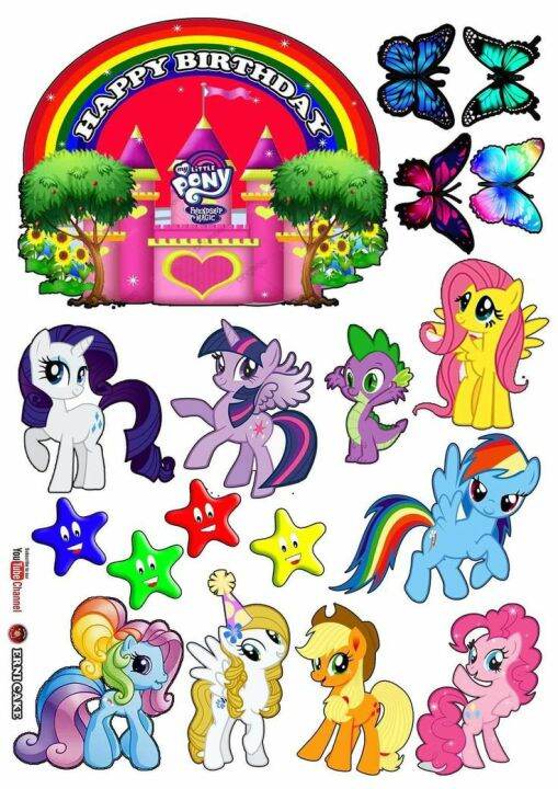 Topper kue little pony kuda poni part2 free nama dan ucapan | Lazada ...