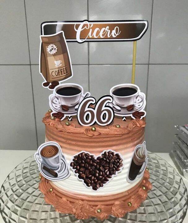 Topper kue cake Kopi Caffe Barista coffe free nama dan ucapan | Lazada ...