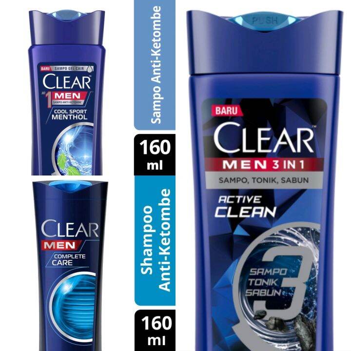 CLEAR Men Shampoo Shampo Sampo 160 ml | Cool Sport Menthol - Complete ...
