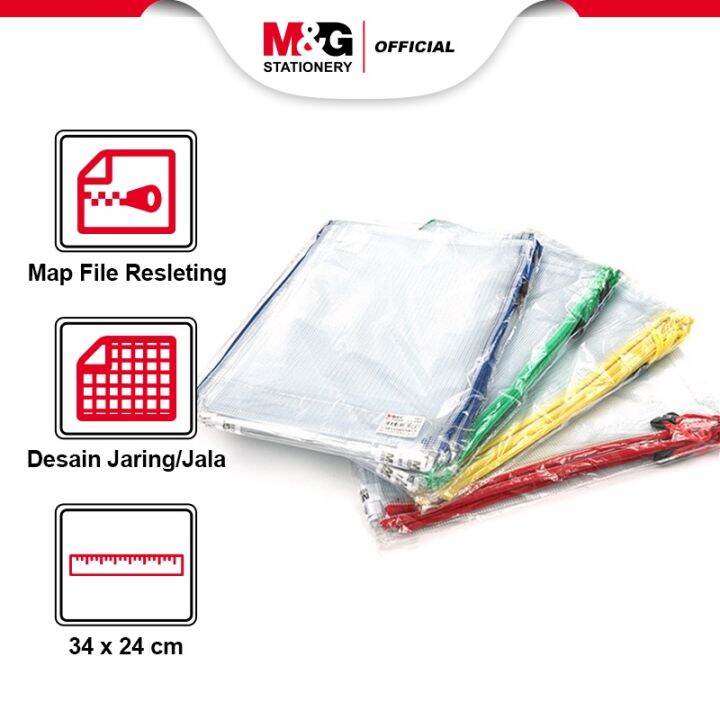 Mandg Mesh Zipper Bag A4 File Map Jaring Pvc Resleting A4 Adm94506