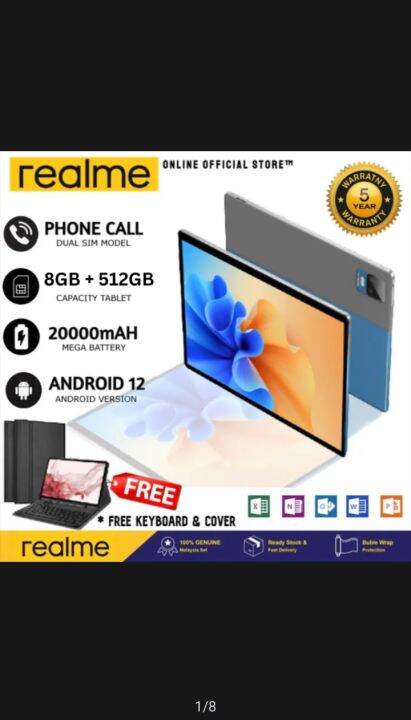 แท็บเล็ต PC Realmi Pad ultra จอ10.8"นิ้ว แอนด์ดรอยด์ Ram8/Rom512 GB ...