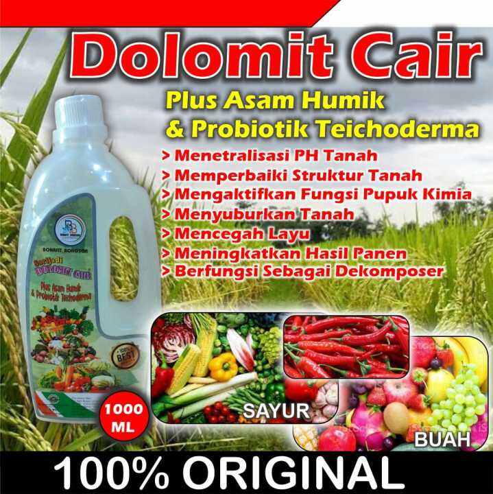 Pupuk DOLOMIT CAIR Plus ASAM HUMIK & PROBIOTIK TEICHODERMA 1000 ml ...