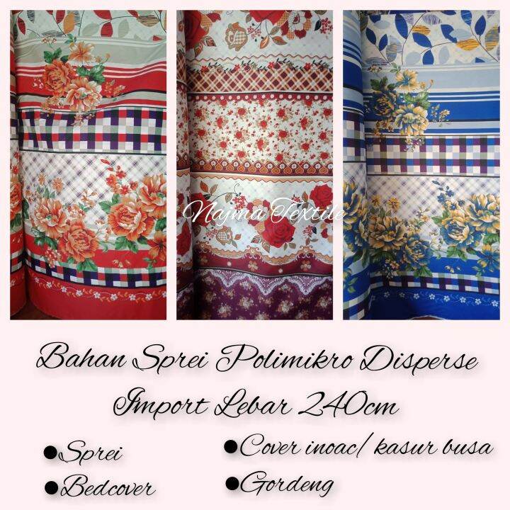 Bahan Sprei Meteran Kain Polimikro Disperse Halus dan Tebel Lebar 240cm ...