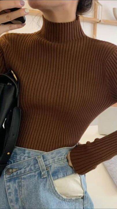 Inner rajut Aisha hijab baju dalaman Turtleneck knit Manset | Lazada ...