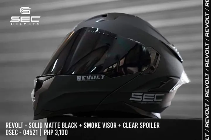 Sec Revolt V2 Matte Black and Gloss Black - Free Extra Lens and Spoiler ...