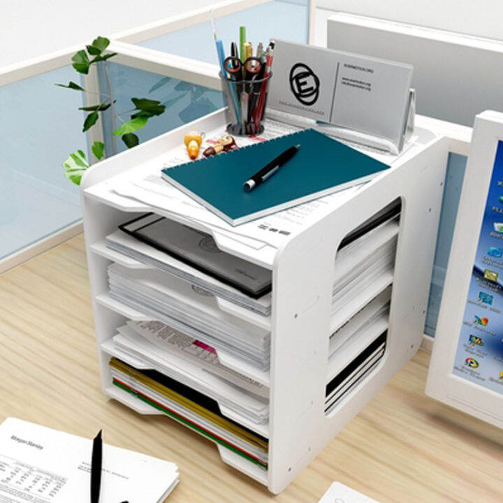 File Storage Rack Desktop File Rack Stationery Bookshelf For Office ...