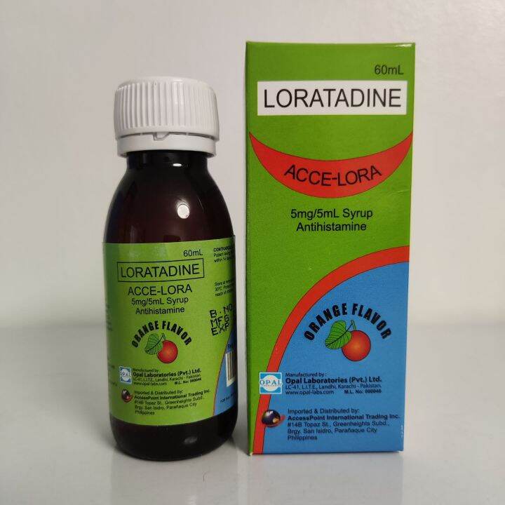 Loratadine Syrup 5mg/5mL Acce Lora for Kids Allergy Relief long lasting ...
