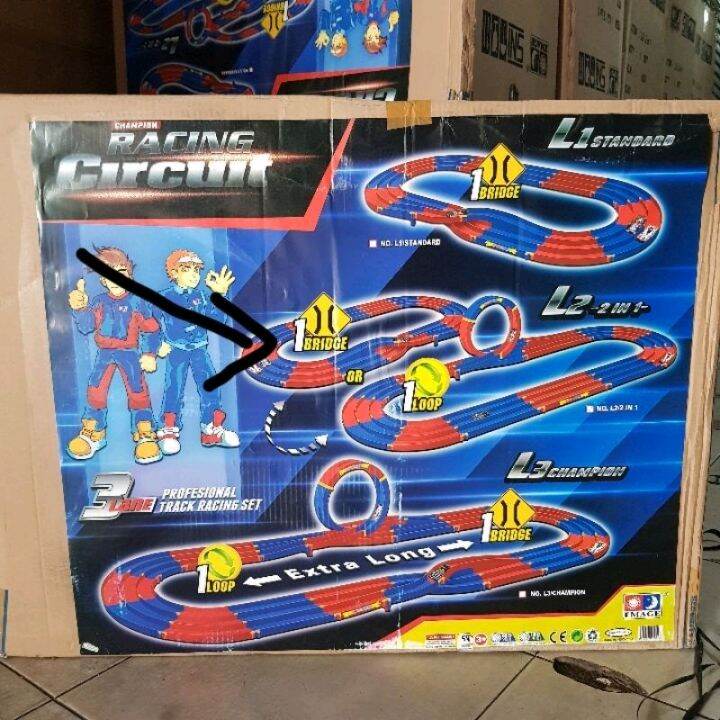 TREK ARENA JALANAN TAMIYA 3 JALUR SET TRACK IMAGE (L2 HALILINTAR 2in 1 ...