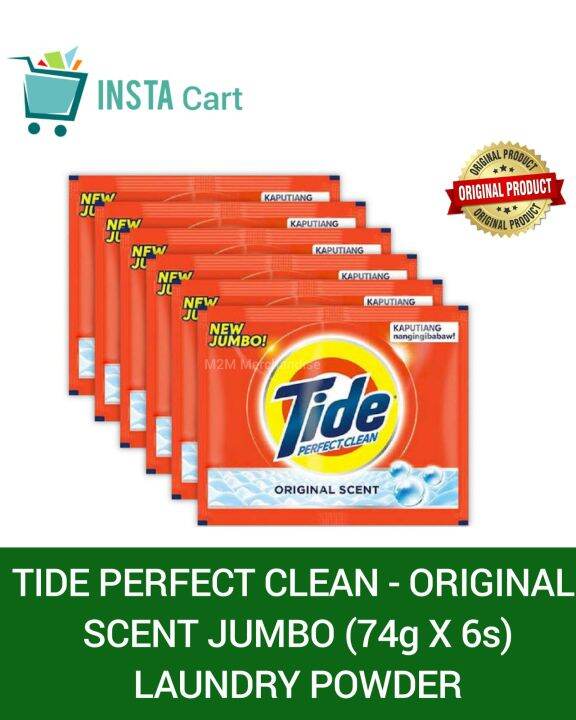TIDE PERFECT CLEAN - ORIGINAL SCENT JUMBO (74g X 6s) LAUNDRY POWDER | Lazada PH