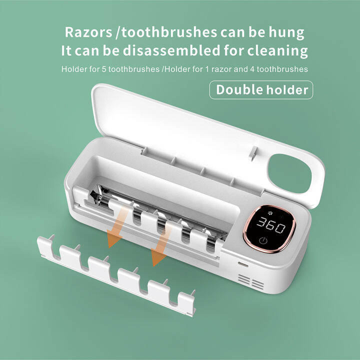 Electric UVC Toothbrush Holder 2-in-1 Sterilizing Toothbrush Blow ...