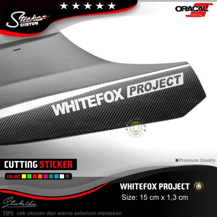 Sticker cutting stiker white fox project stiker motor /helm/mobil ...