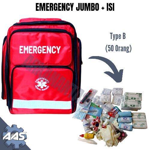 Tas Emergency Kit Merah + Isi Type B / Tas Emergency Jumbo + Isi First ...