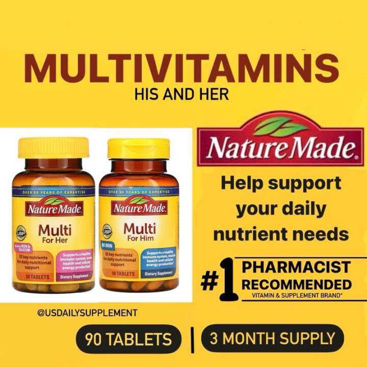 [ONHAND] Nature Made Multivitamins for him and for her daily vitamins supplement | Lazada PH