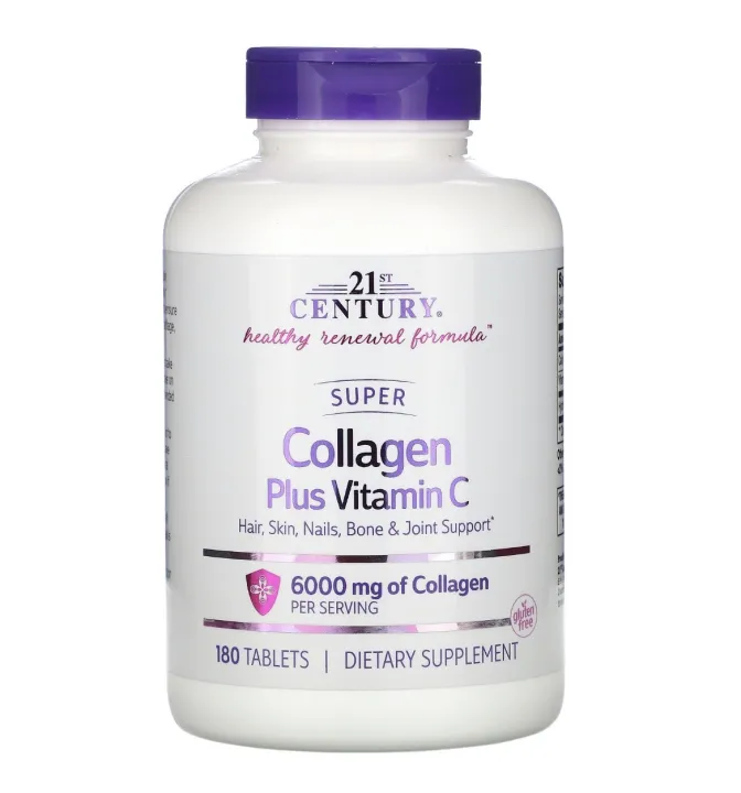 21st Century Collagen 6000mg plus Vitamin C 180 Tablets (Expiration ...