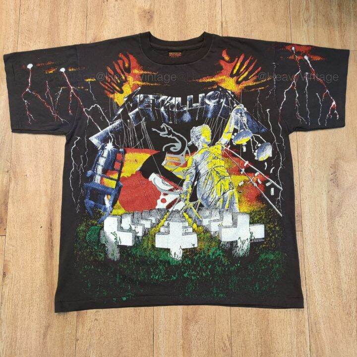 [สุสาน] METALLICA OVERINT ผ้าเฟดเทา เสื้อวง เสื้อทัวร์ | Lazada.co.th