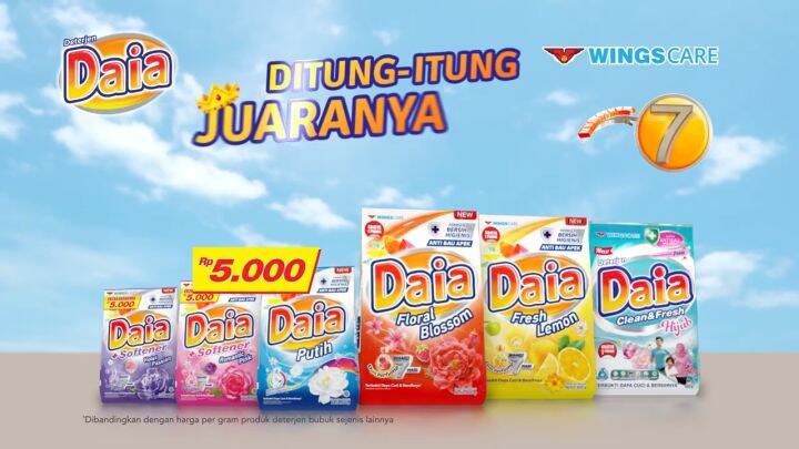 DAIA detergen bubuk dan softergen sabun cuci pakaian 1 renceng atau 6 ...