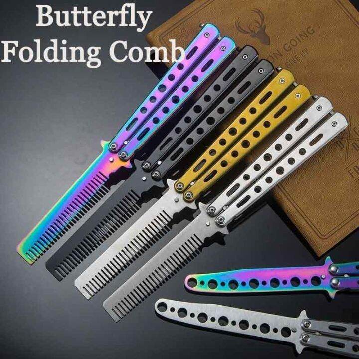 Stainless Butterfly Folding Comb Balicomb Style Metal Trainer Tool Comb ...