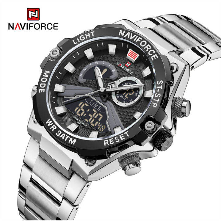 NAVIFORCE Watches For Men Fashion Sport LED Dual Display Waterproof ...