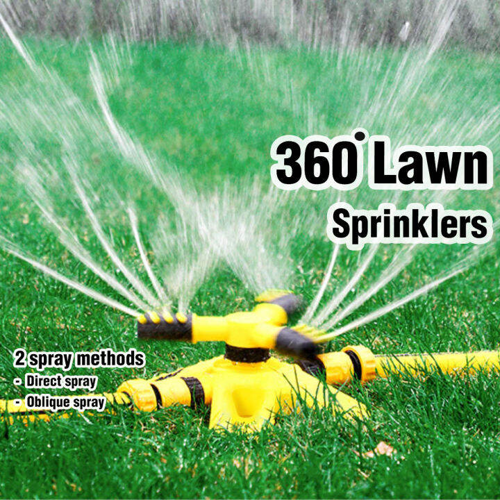 360 Degree Automatic Garden Sprinklers Watering Grass Lawn Rotary ...