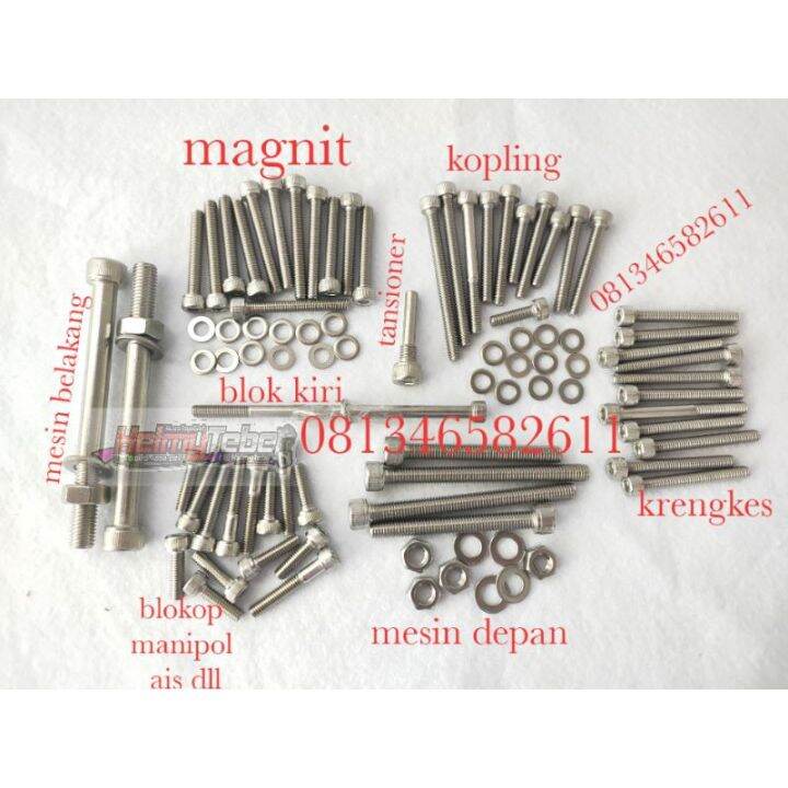 baut L full mesin CB GL MP TIGER baut mesin CB GL MP TIGER stainless steel baut mesin fullset ...