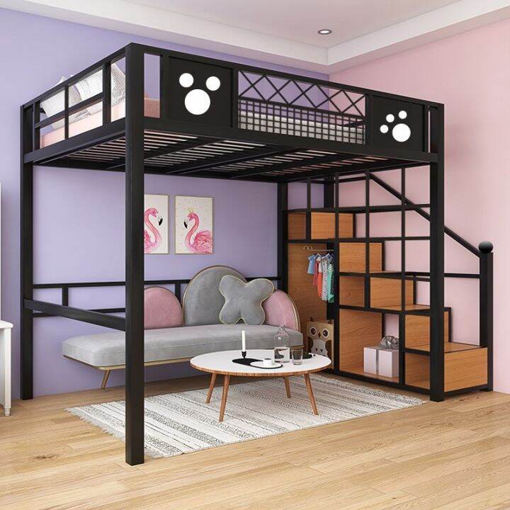 Modern Minimalist Loft Apartment Loft Bed Wrought Iron Elevated Bed ...