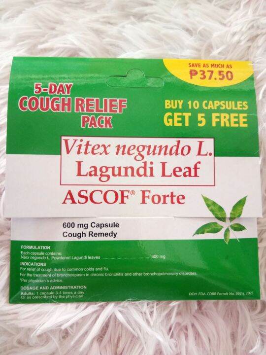Ascof 600mg Lagundi 10 + 5 FREE for Cough | Lazada PH