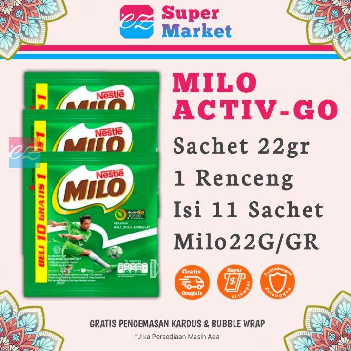 MILO ACTIV-GO SACHET 22 GRAM 1 RENCENG ISI 10+1 SACHET MILO 22 GRAM | Lazada Indonesia