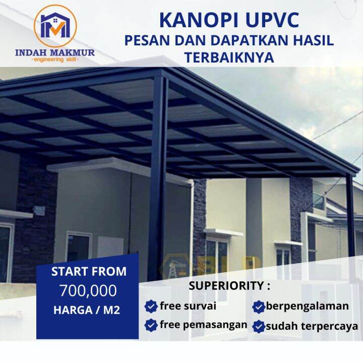 kanopi carport model frame motif dengan atap upvc double layer | Lazada ...