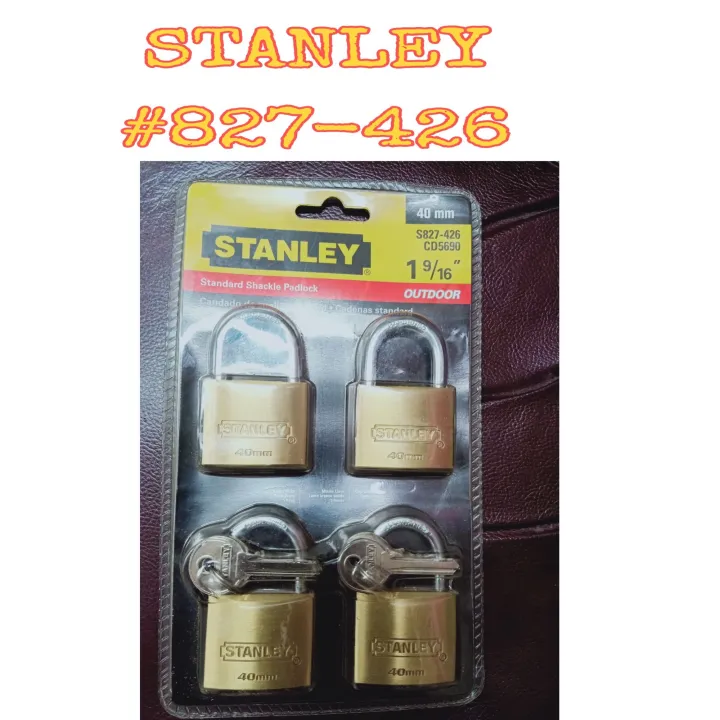 STANLEY STANDARD SHACKLE PADLOCK OUTDOOR 1-9/16 , 40mm double locking hardened steel shackle ...