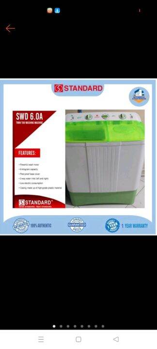 STANDARD SWD-6.0A 6.0kg Washing Machine Twin Tub | Lazada PH