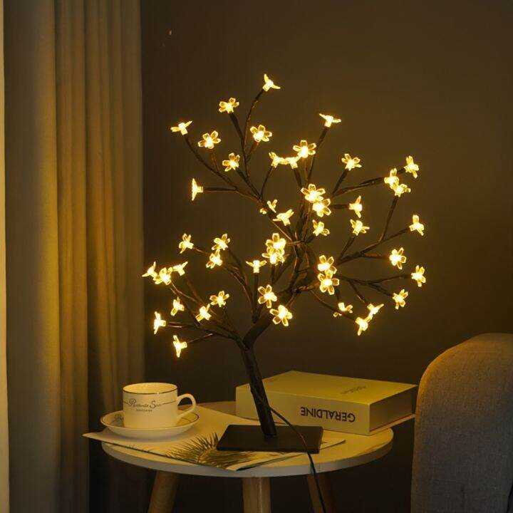 USB plug 45cm LED cherry blossom tree lamp, room decoration color lamp ...