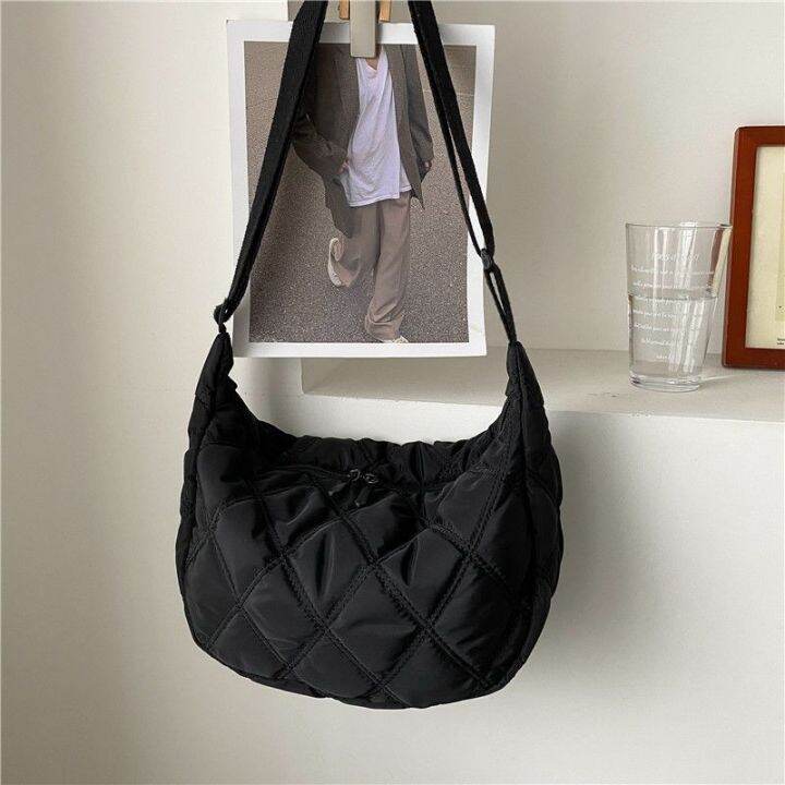 กระเป๋าผู้หญิงขนาดเล็กผ้าอ๊อกซ์ฟอร์ดกระเป๋าแบบหนีบแขนสะพายไหล่สีทึบทัน ...