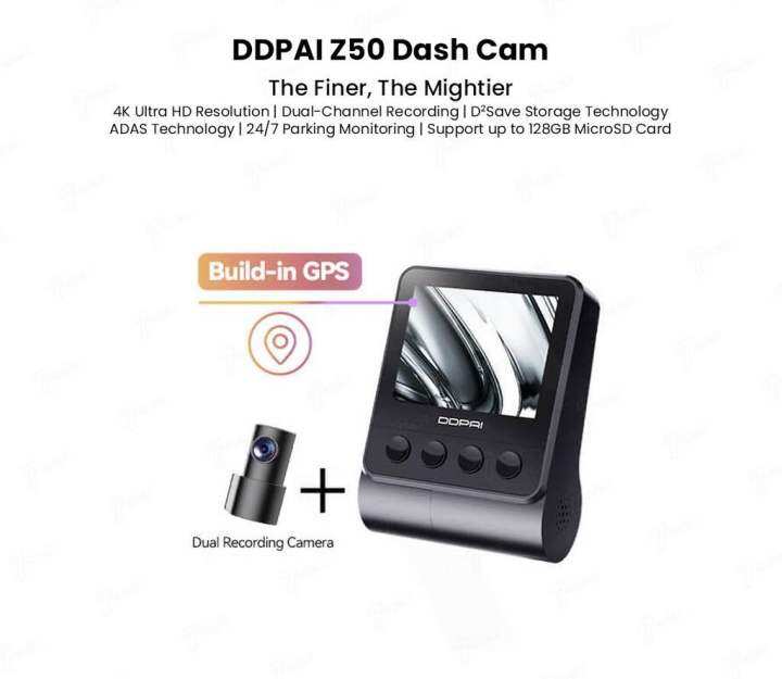 DDPAI Z50 4K Dashcam l-Dual channel build in GPS | Lazada
