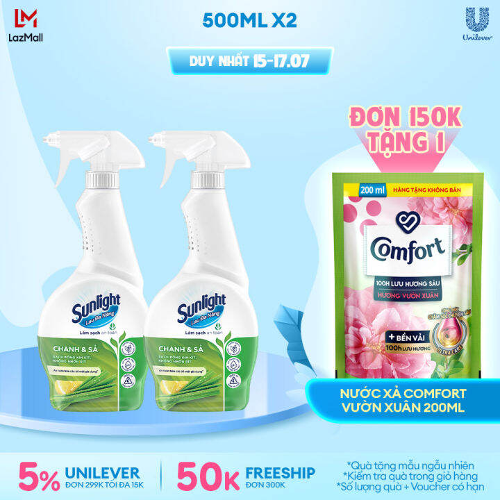 Combo 2 Nước lau đa năng Sunlight Chanh & Sả|Phiên bản nâng cấp từ Cif ...
