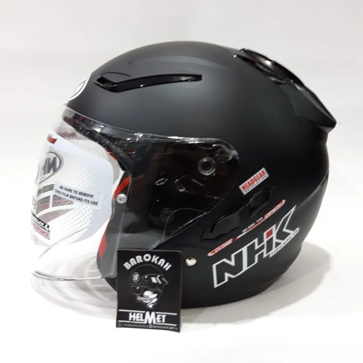 Helm nhk r1 hitam doff double visor half face | Lazada Indonesia