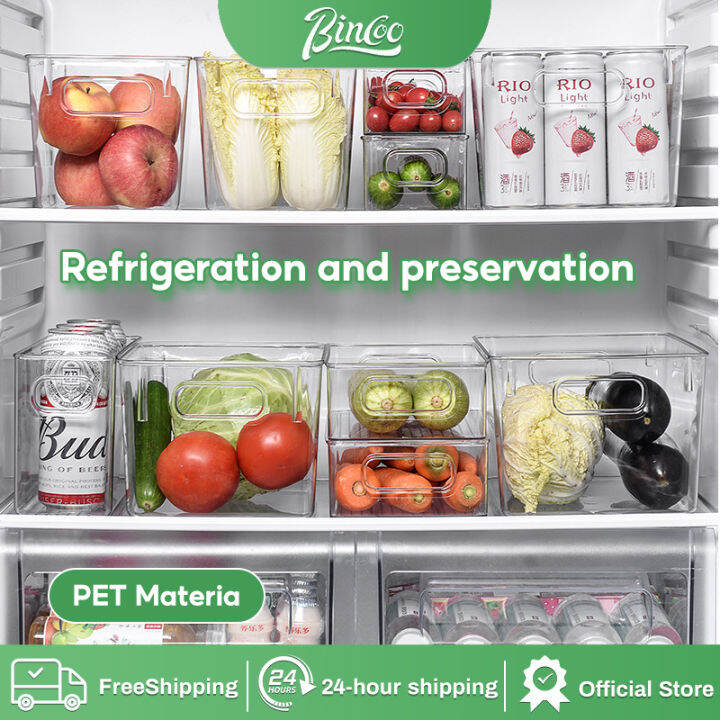 Bincoo Transparent Refrigerator Storage Box With Handle Kitchen Food ...