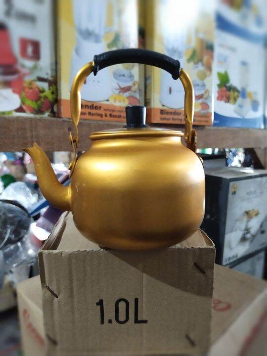 TERMURAH !! Teko Emas Arab Kuningan 1 Liter / Teko Alumunium Emas 12cm ...