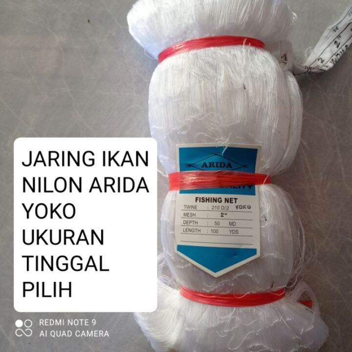 jaring ikan NILON ARIDA D2 50md/100yds Yoko ukuran 1 inchi - 3 inchi ...