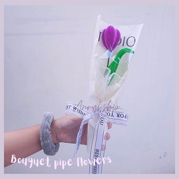 Mini bouquet pipe flowers / buket bunga kawat bulu mercy /Buket korea ...