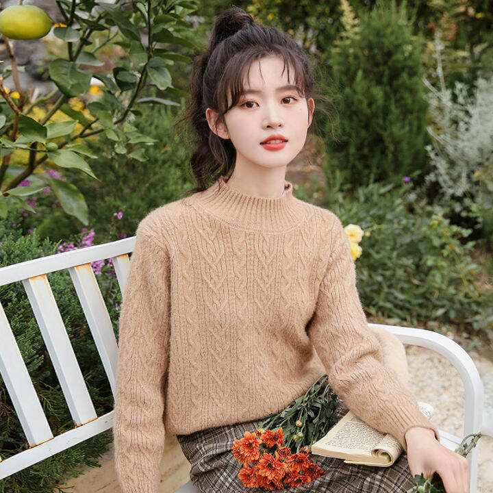 Piperka Qi เสื้อไหมพรมกันหนาวสวมหัวลายเกลียวแบบใหม่ฤดูใบไม้ร่วงและฤดู ...