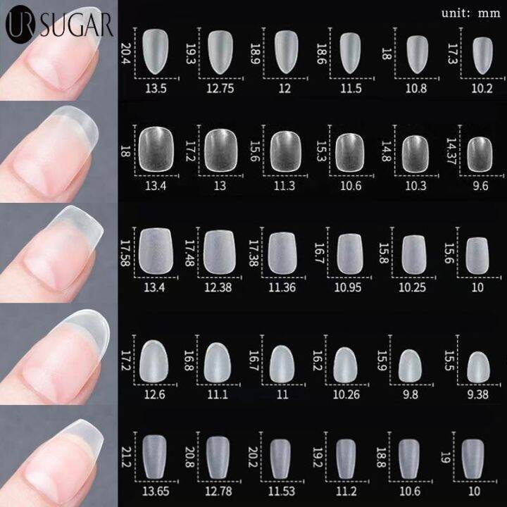 Ur Sugar 240pcs Box Matte Clear Fake Nails Full Coverage Almond Round