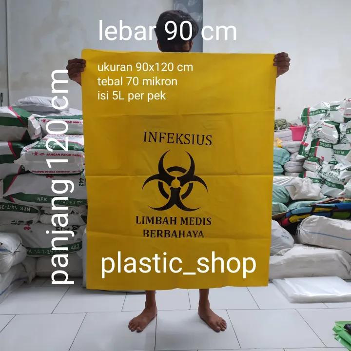 kantong plastik sampah medis infeksius 90x120 cm tebal 70 mikron isi 5 ...