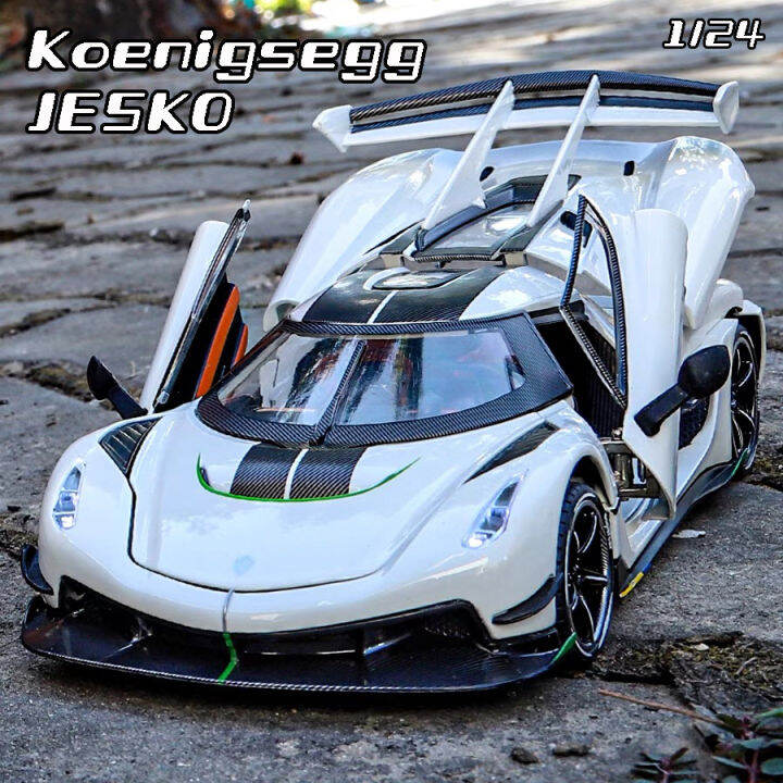 โมเดล1:24 Koenigsegg Jesko โมเดลรถโลหะผสมรถรถ Diecast เบาเสียงรถคนรักคอ ...