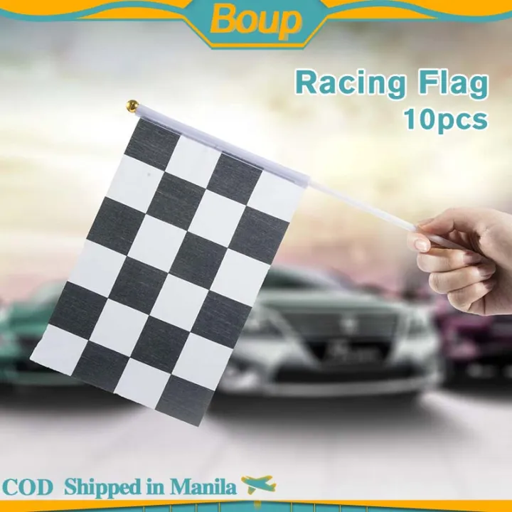 10Pcs Black And White Racing Stick Flag Racing Flag for Racing, Race ...
