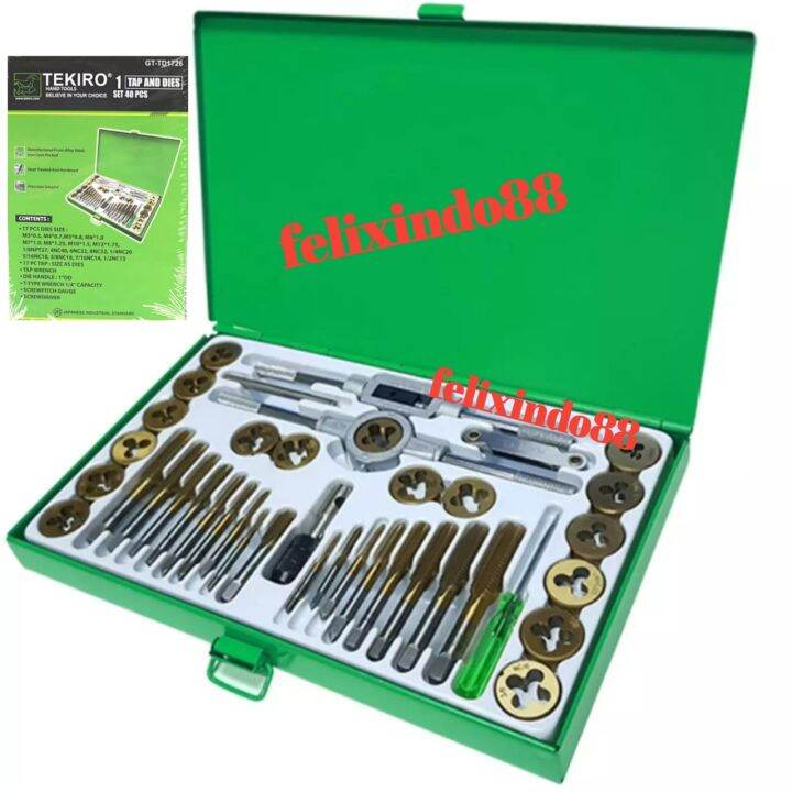 HAND TAP AND DIES SET 40 PCS TEKIRO GT-TD1726 / TAP BALIK SET + GAGANG ...